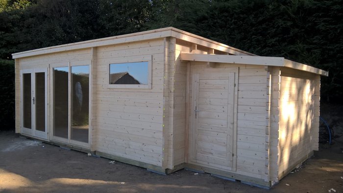 Blockhaus Flow 595 x 400 x 223 cm - Wandstarke 40 mm