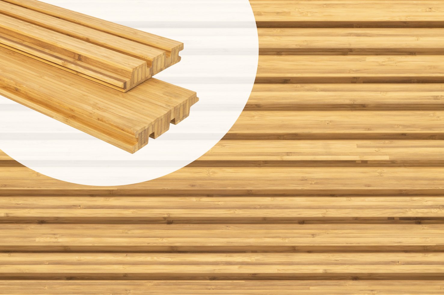 Lame de bardage en Bambou huile - 2.7 x 14 cm - Faux claire-voie triple bloc