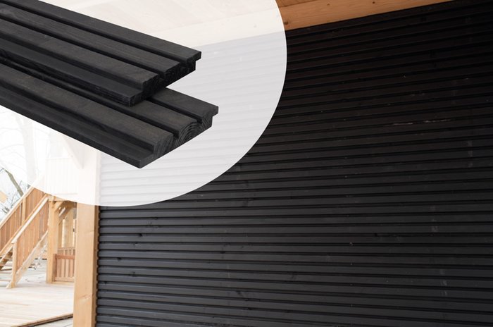 Double Lip Spruce Cladding | Black 22x140x400cm Weatherproof | Tuin