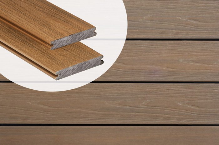 Vlonderplank Composiet Massief PuraShield Teak 2.3 x 13.8 cm Voor Clips