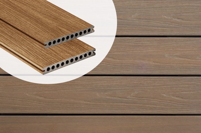 PuraShield Teak 3m Hollow Extra Wide Composite Decking