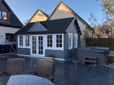 UPVC Trev Clockhouse | 70mm Wall logs | Tuin uk