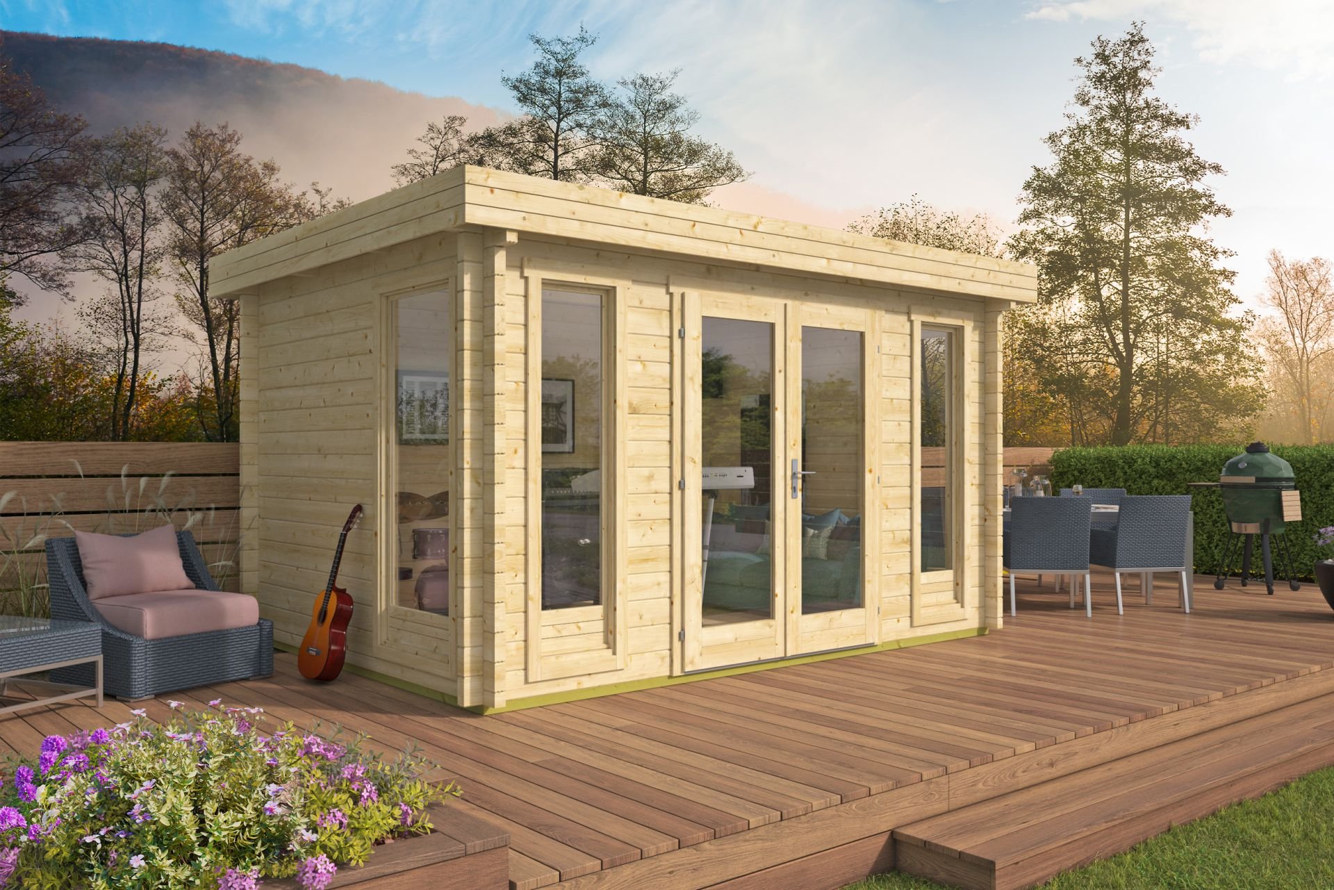 Victoria Log Cabin 4.1m x 3.0m - 58mm Logs Studio