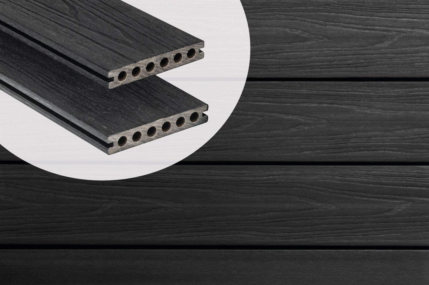 Vlonderplank Composiet Holkamer PuraShield Ebony Black 2.3 x 13.8 x 400 cm Voor Clips