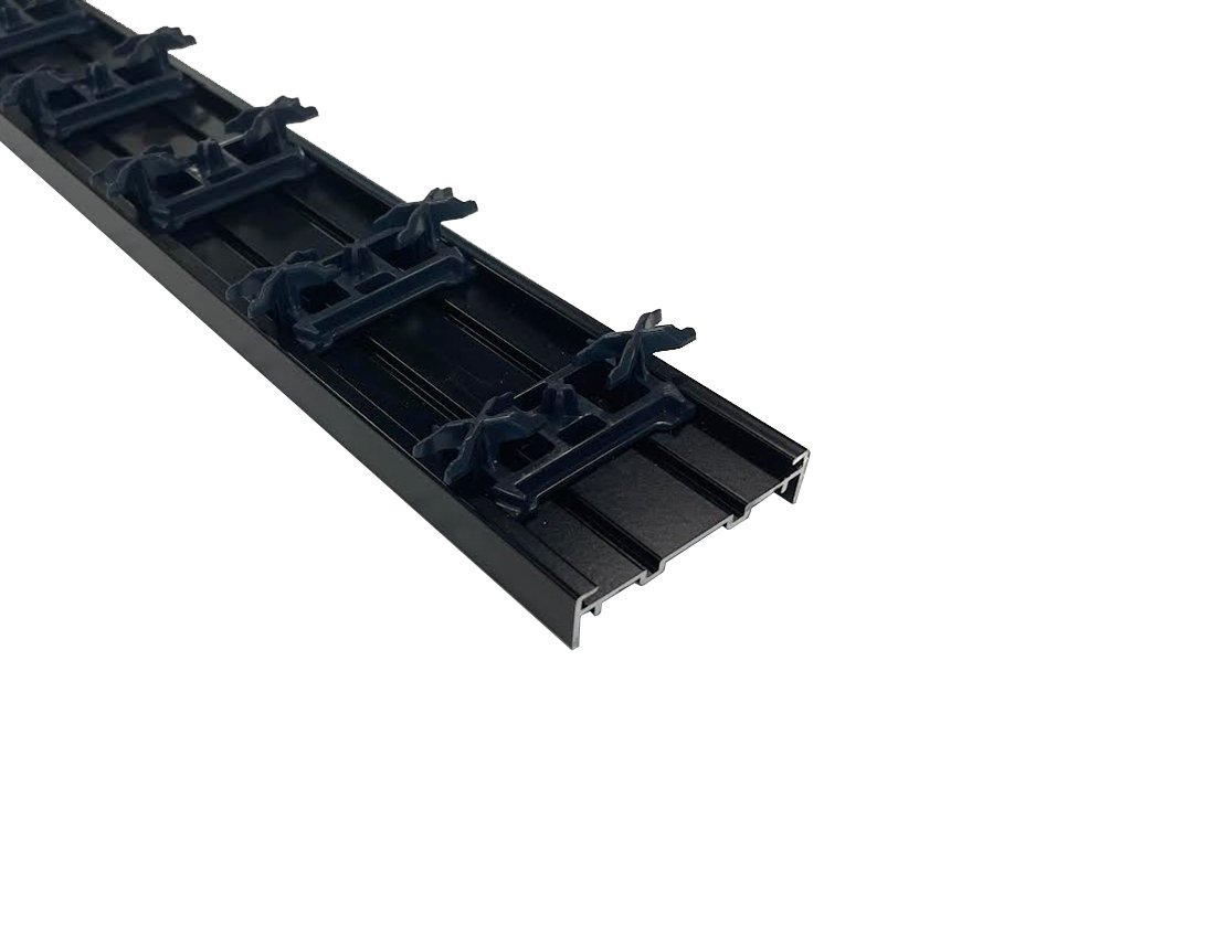 Rail Aluminium - Système de fixation par Clips X - 1.4 x 6.0 x 227 cm