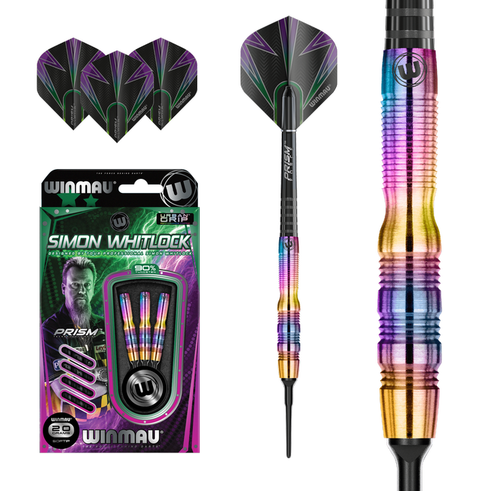 Winmau Simon Whitlock Rainbow 90% Soft Tip Darts - Dartshopper.eu