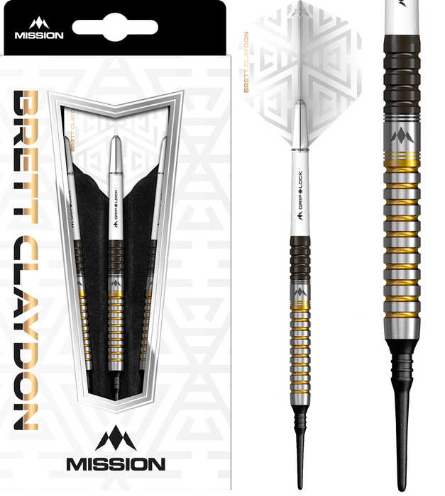 Mission Brett Claydon Black and Gold 90% - Soft Tip Darts