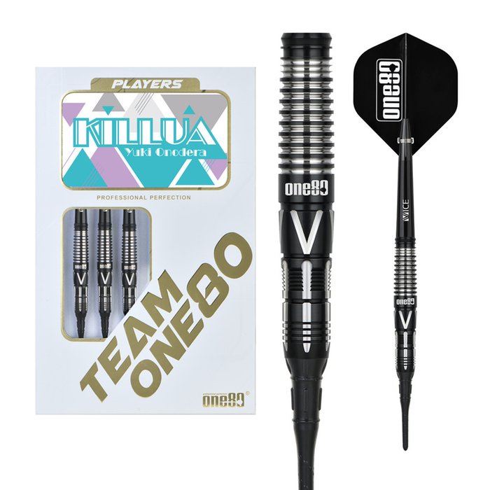ONE80 Yuki Onodera Black 90% Soft Tip - Fléchettes pointe Plastique