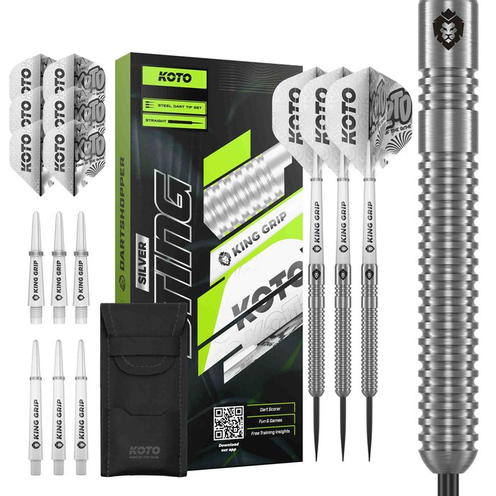 KOTO Sting Silver Straight 90% Tungsten Darts - Dartshopper