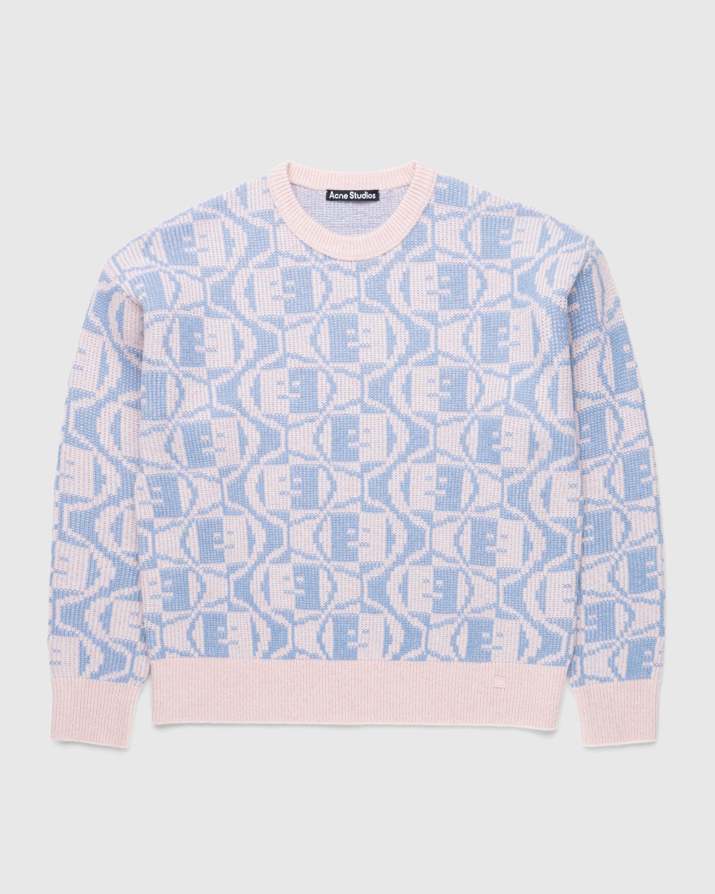 Acne Studios – Jacquard Crew Neck Jumper Faded Pink Melange/Light Blue ...