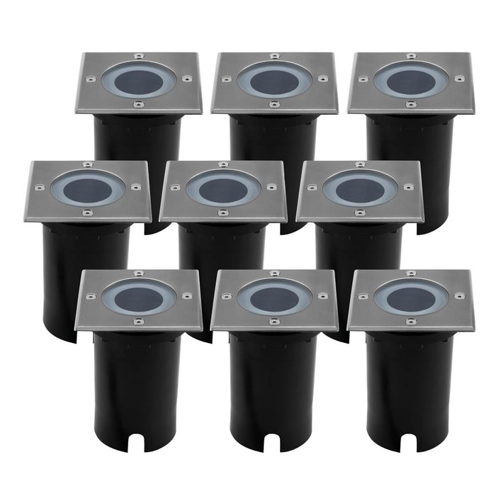 9x IP67 Outdoor Recessed Ground Light LED Square - GU10