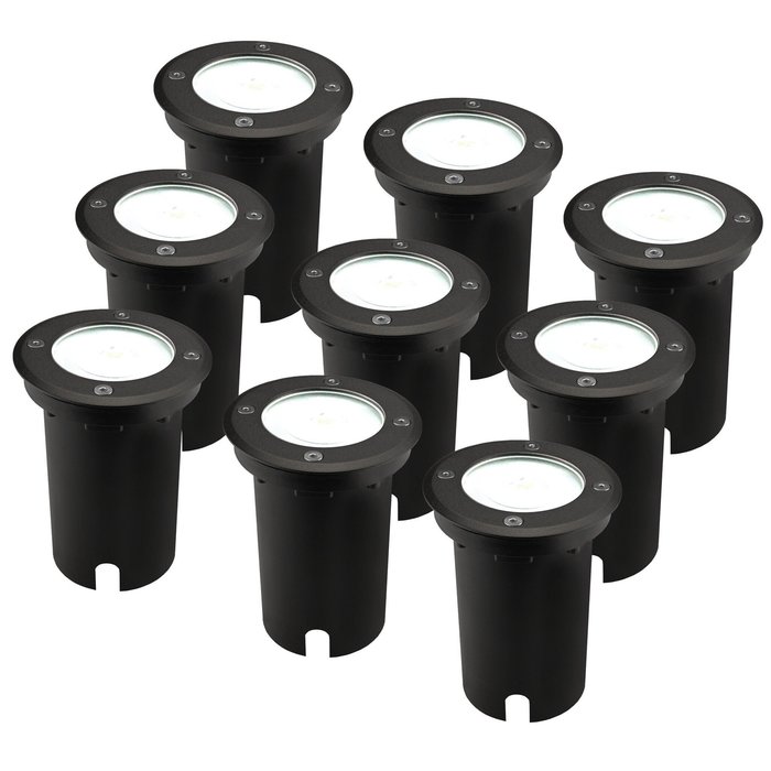 9x LED Outdoor Recessed Ground Light - IP67 - 5W - 6500K - 1 Meter ...