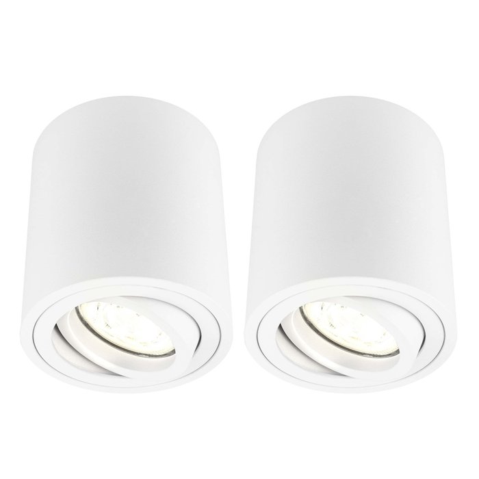2x Dimmable LED Surface Mounted Ceiling Spotlight - White - 3W - 2700K