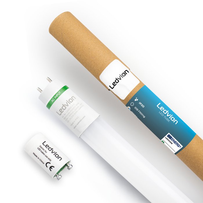 Tube néon LED 60CM - 6,3W - 6500K - 175 Lm/W - Haute efficacité