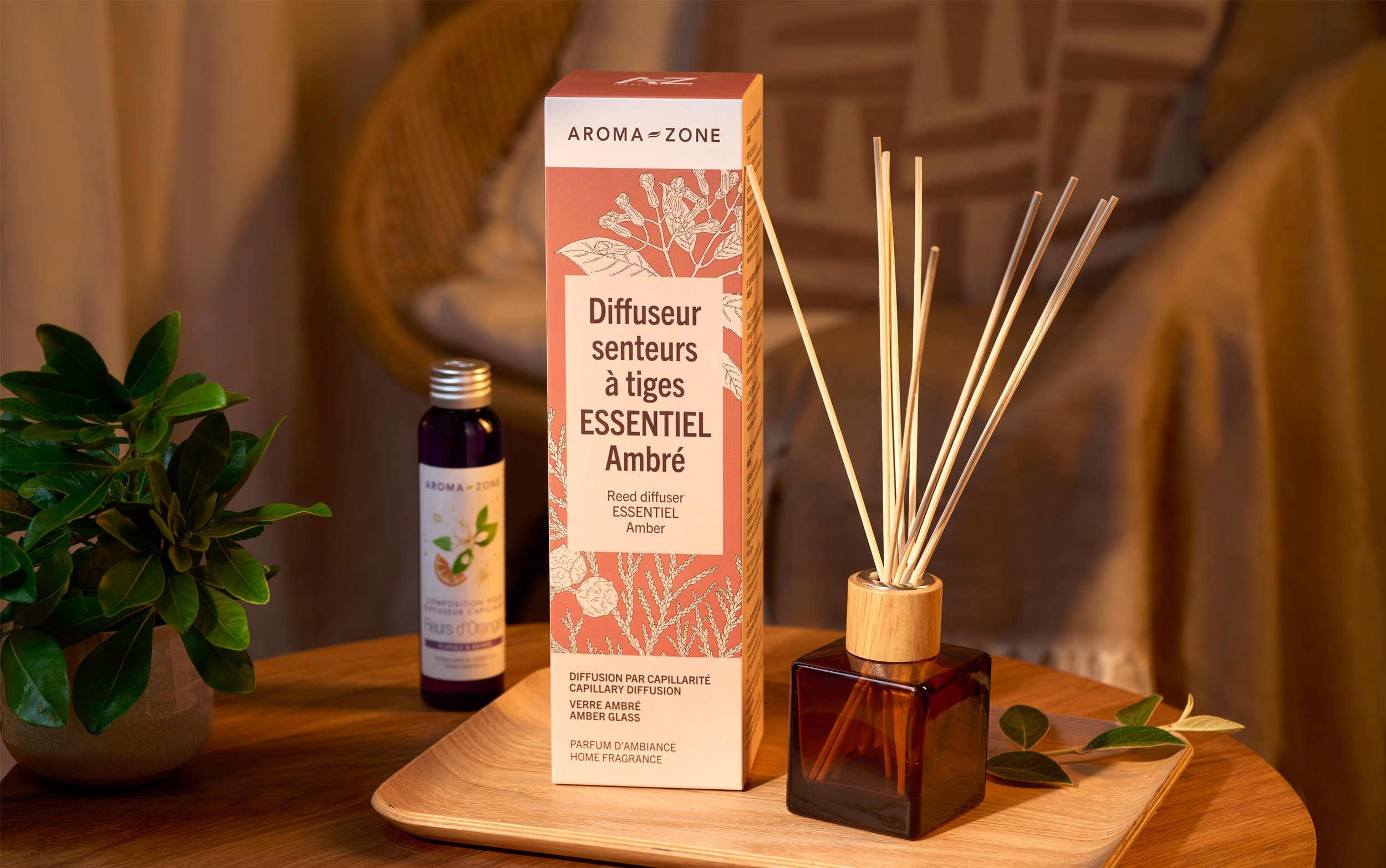 Diffuseur de senteurs à tiges Essentiel ambré - Aroma-Zone