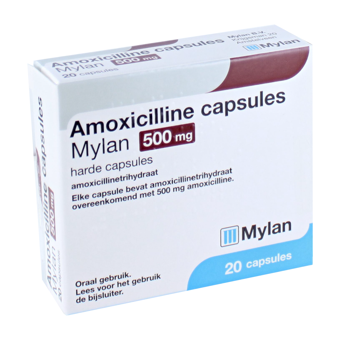 Amoxicilline Mylan Capsule 500mg 20 st - Medicijnen.nl