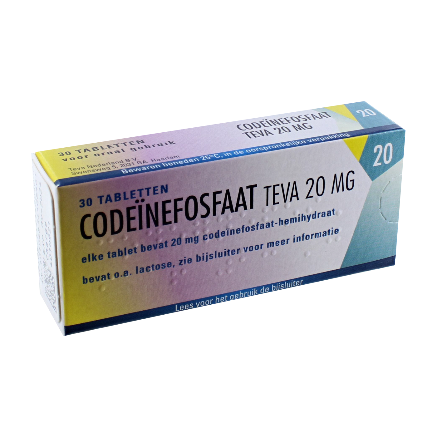 Codeinefosfaat 20mg 30 tabletten - Medicijnen.nl
