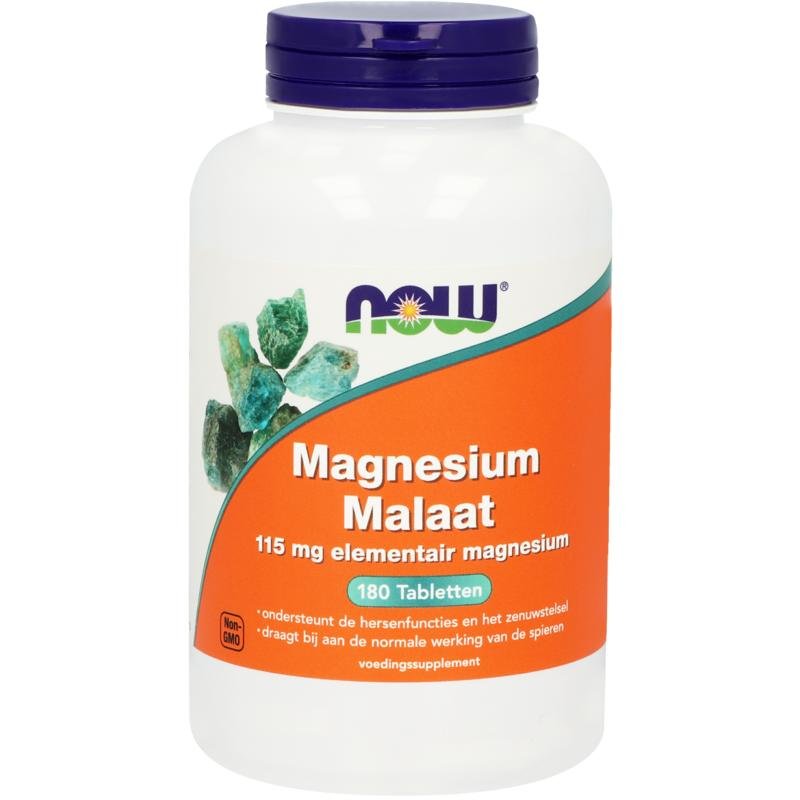 NOW Magnesium malaat 115mg 180tb - Medicijnen.nl