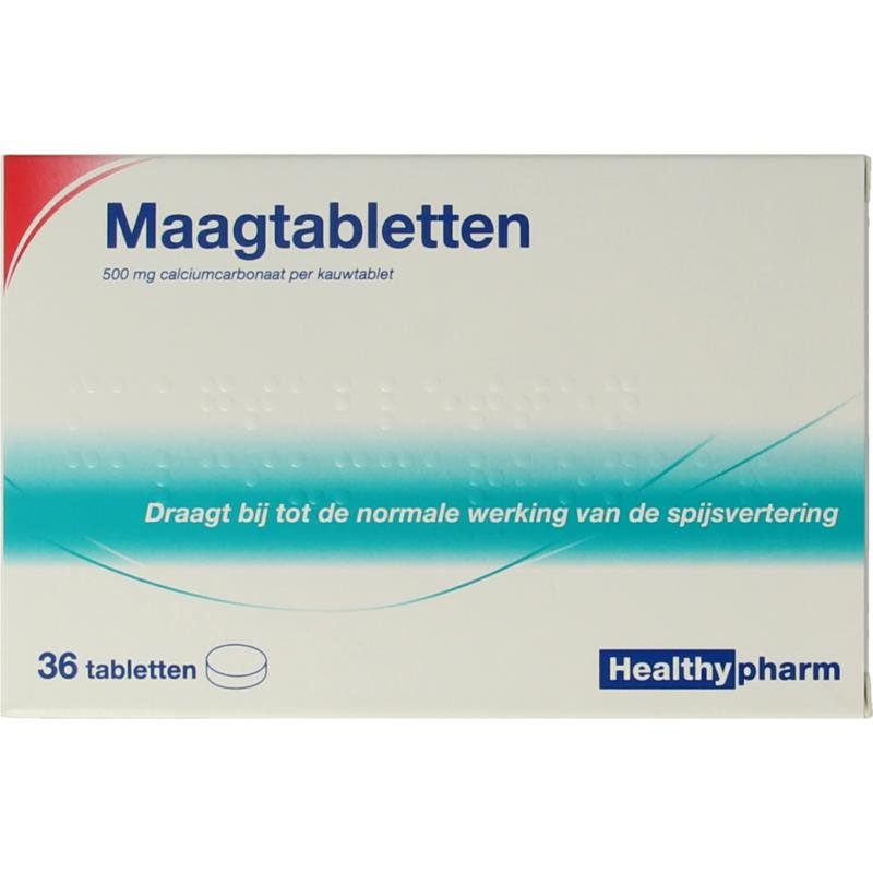 Healthypharm Maagtabletten calcium carbonaat 36tb - Medicijnen.nl